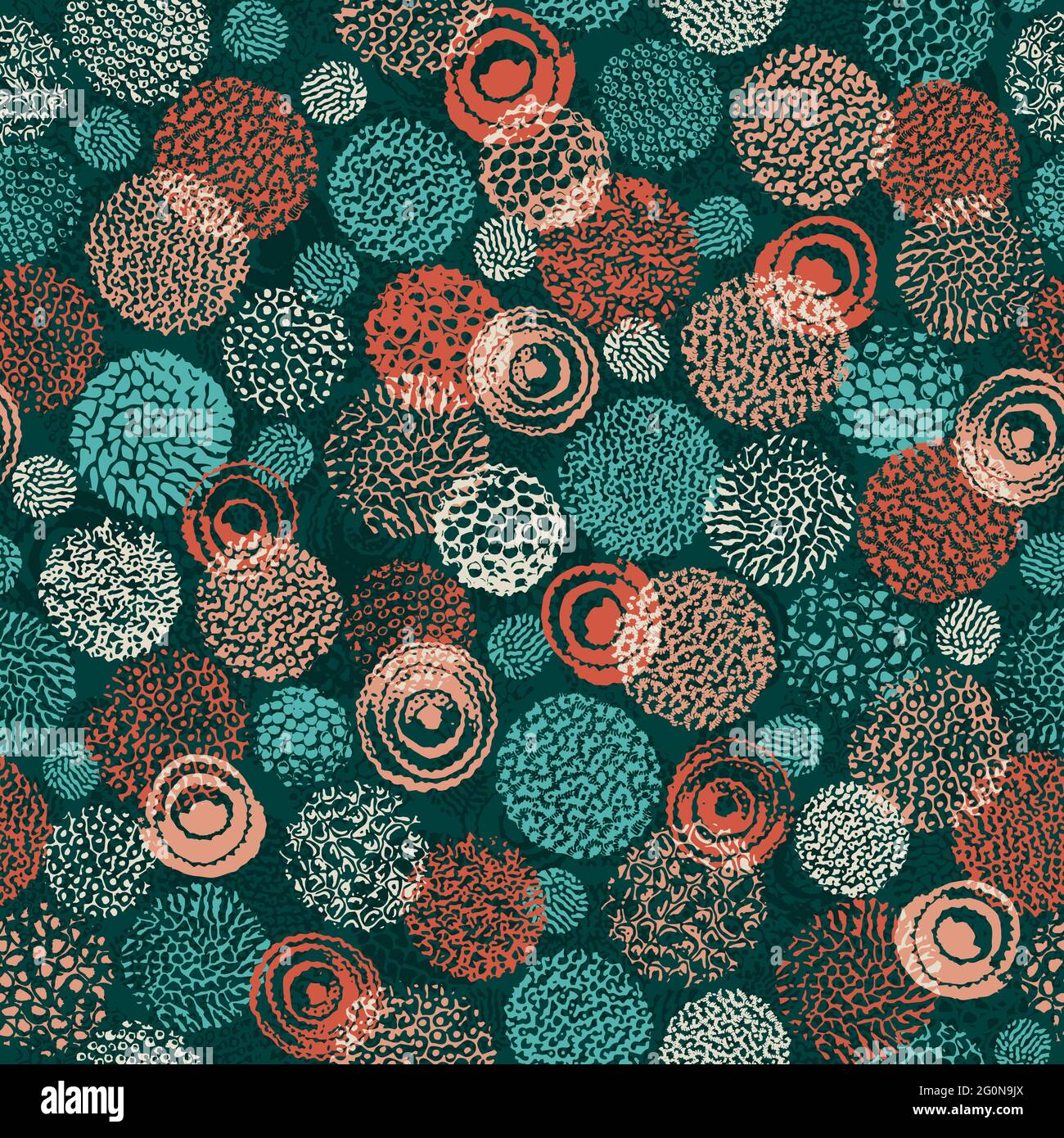 Seamless pattern with Coral Reef shapes in 6 colors Stock Photo - Alamy