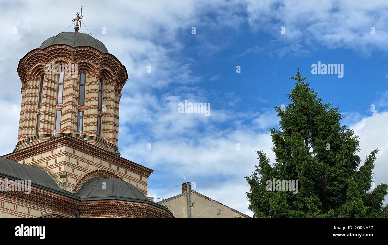 Classical old romanian christian orthodox church with blue sky and ...