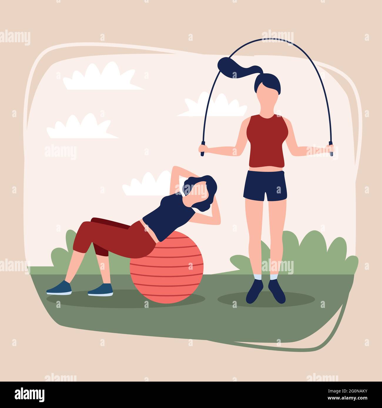 fitness girls couple Stock Vector Image & Art - Alamy