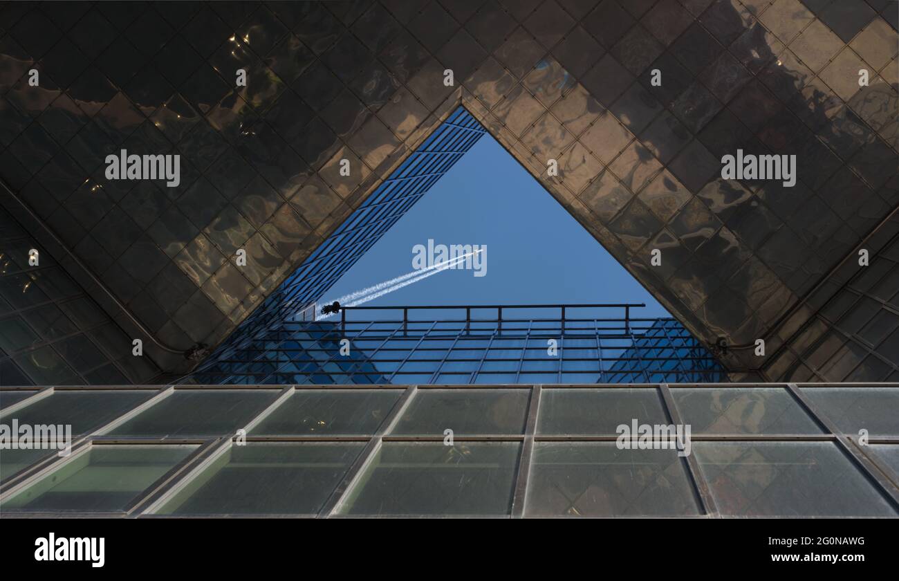 plane flying through space in building Stock Photo - Alamy