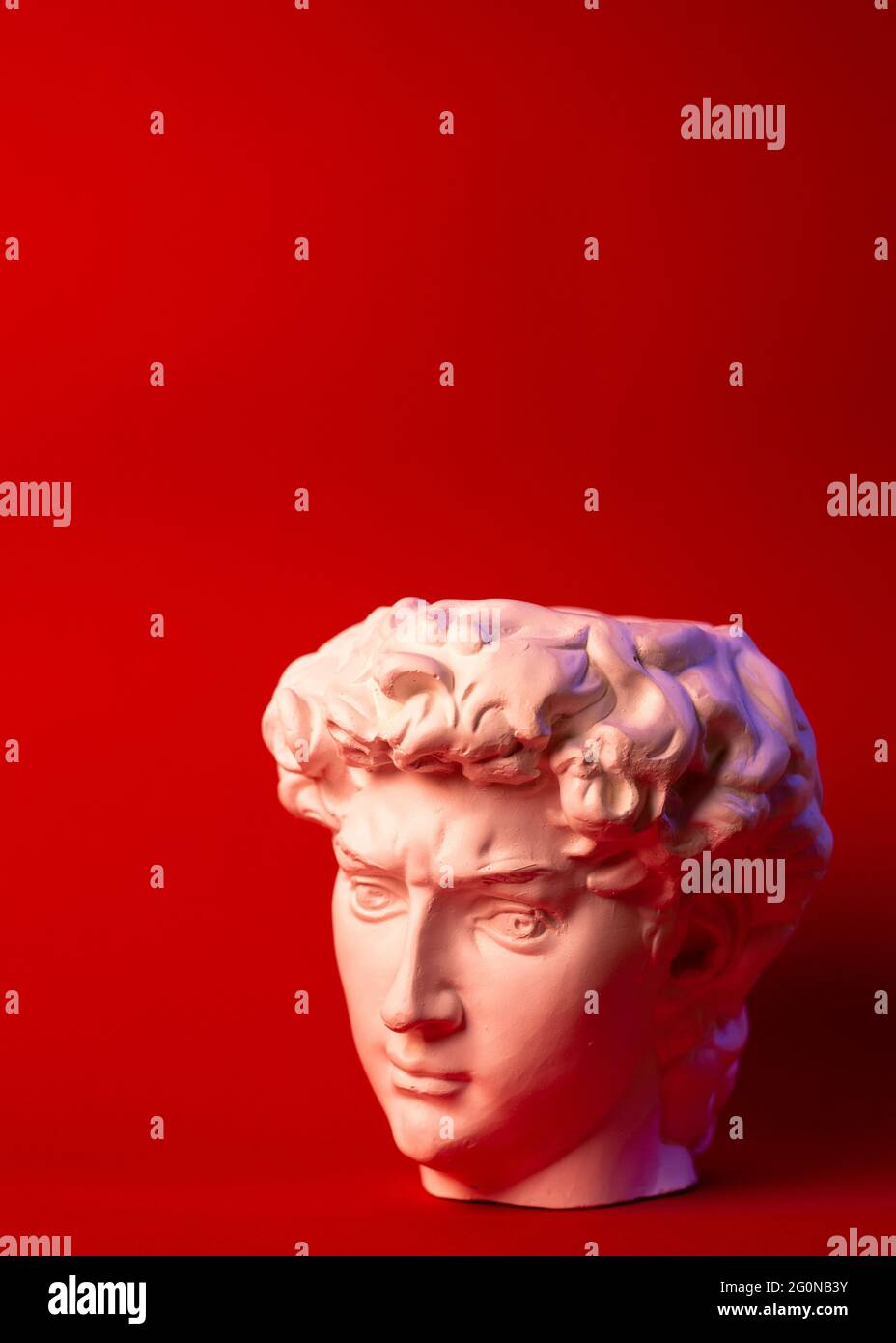 Gypsum statue of David's head. Michelangelo's David statue plaster copy Stock Photo - Alamy