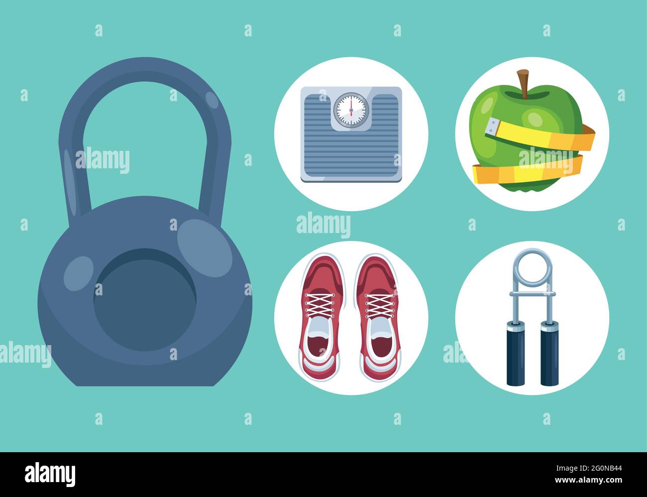 Workout equipment on green Stock Vector Images - Alamy