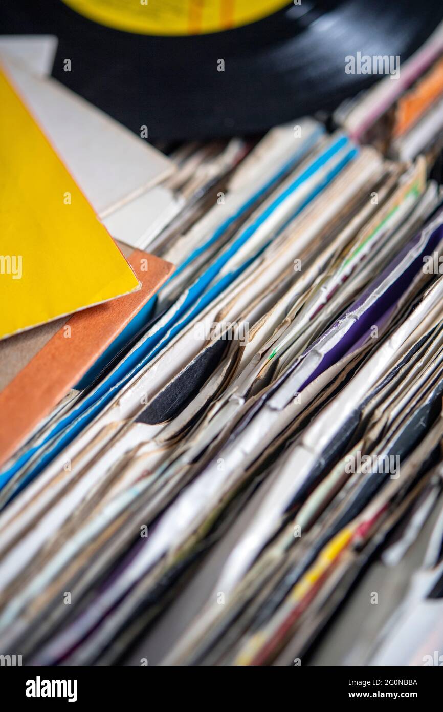 Collection of seven inch vinyl records Stock Photo - Alamy