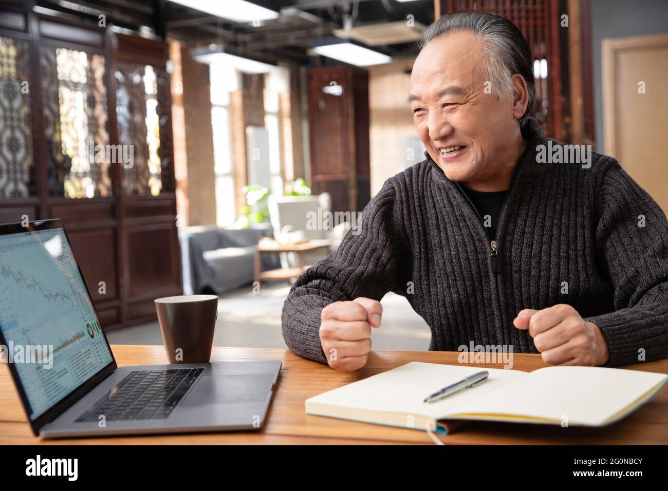The elderly to use a computer at home Stock Photo - Alamy