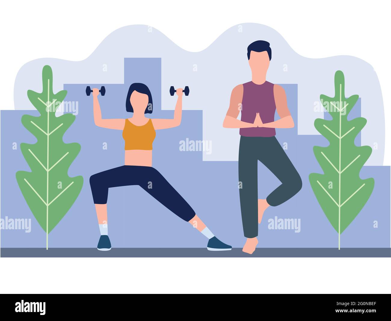 fitness couple practicing exercise Stock Vector Image & Art - Alamy