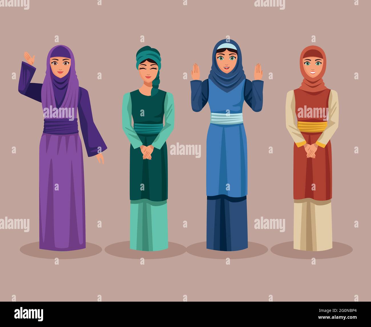four muslim women Stock Vector Image & Art - Alamy