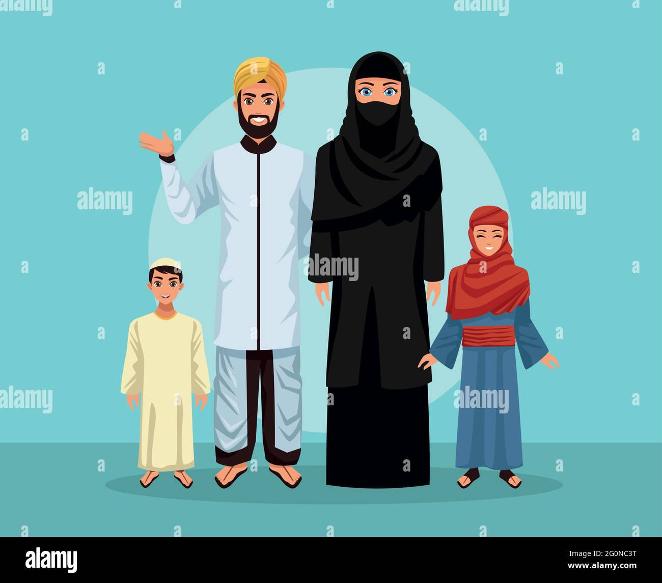 five muslim family members Stock Vector Image & Art - Alamy