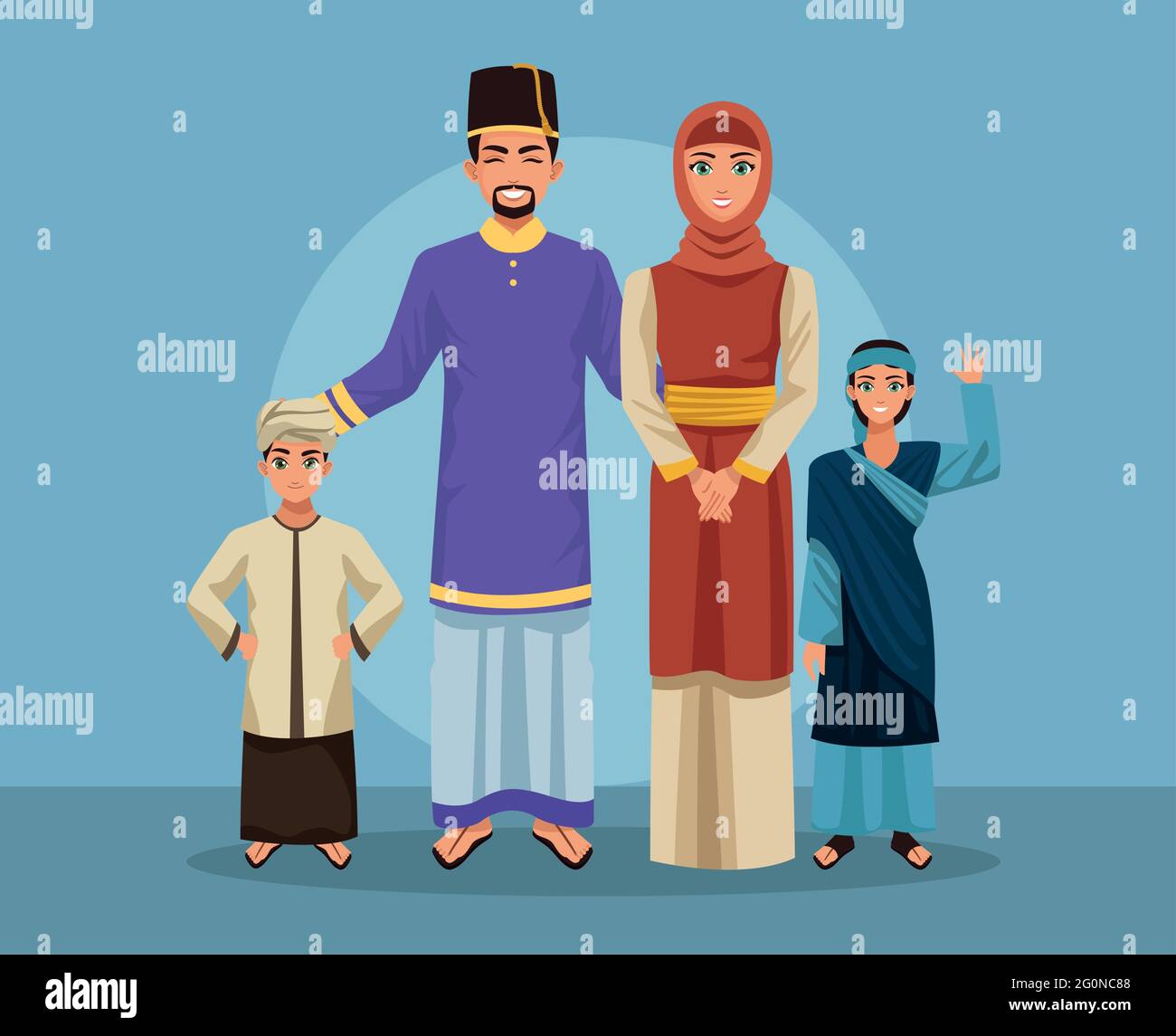 five muslim family group Stock Vector Image & Art - Alamy