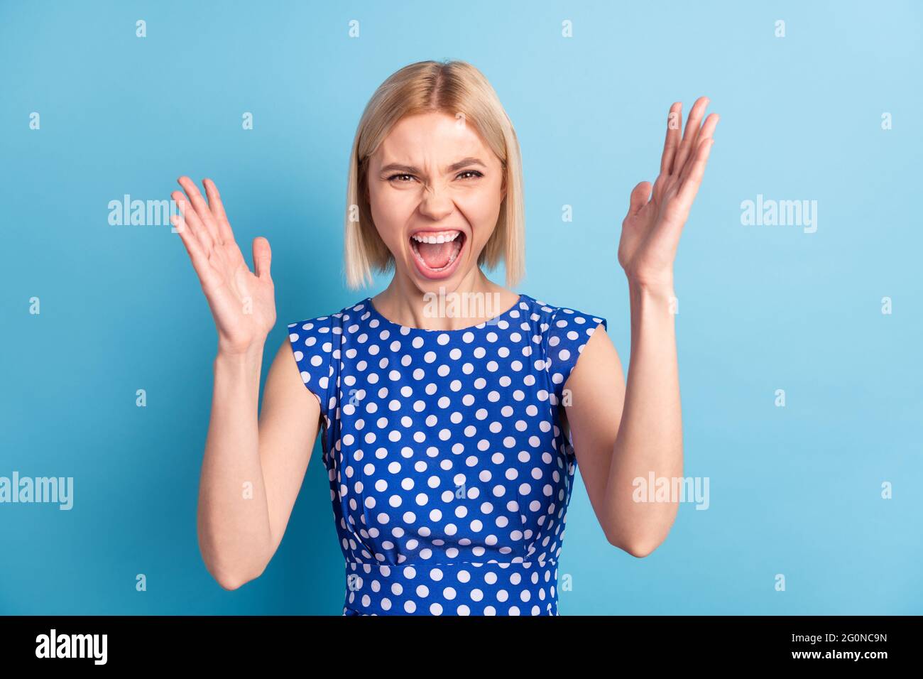 Photo of young girl angry mad crazy shout problem trouble furious ...