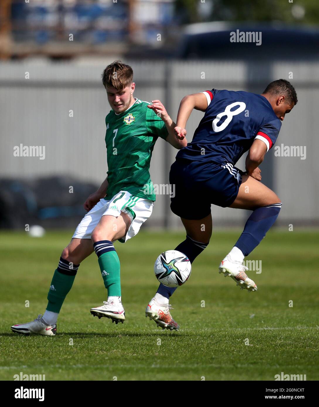 Northern Ireland's Barry Baggley (left) and Scotland's Ethan Erhahon ...