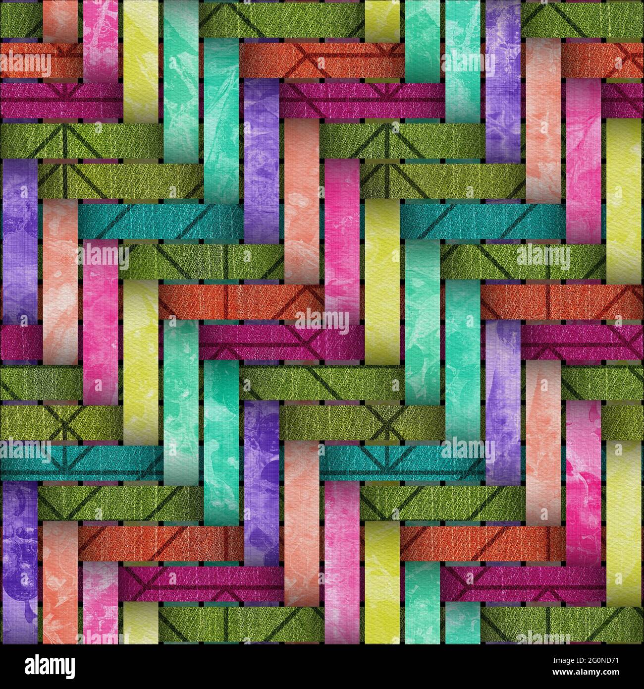 Seamless weave strip colorful ribbon pattern print Stock Photo - Alamy