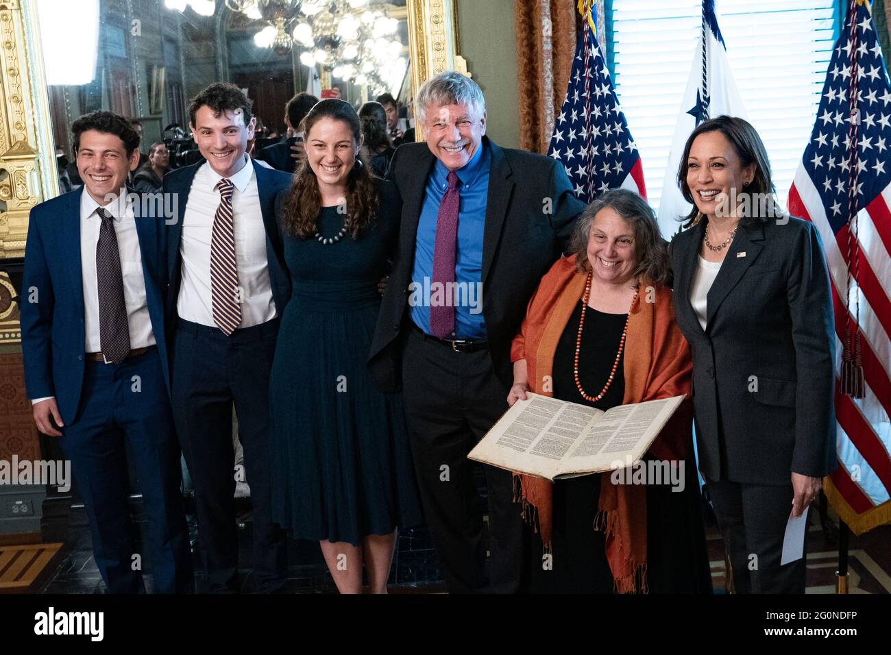 United States Vice President Kamala Harris and Eric Lander, director of ...