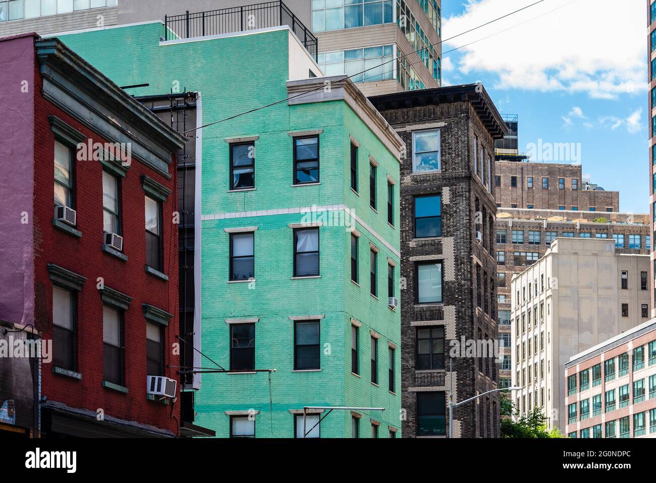 Traditional Colorful Painted Brick Houses in Soho District in New York ...