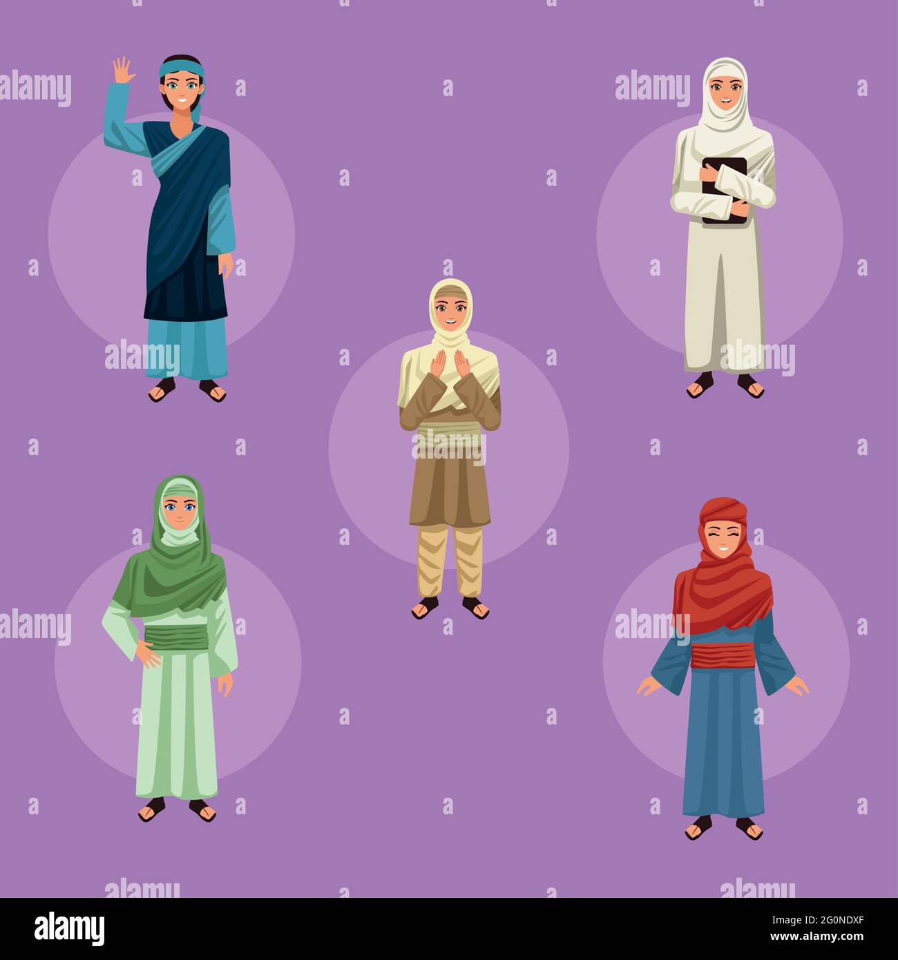 five muslim women characters Stock Vector Image & Art - Alamy