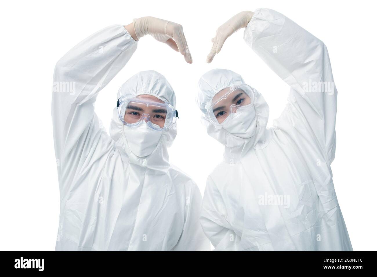Medical staff wearing protective clothing for heart shape Stock Photo ...