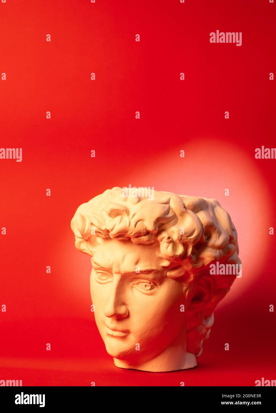 Gypsum statue of David's head. Michelangelo's David statue plaster copy Stock Photo - Alamy