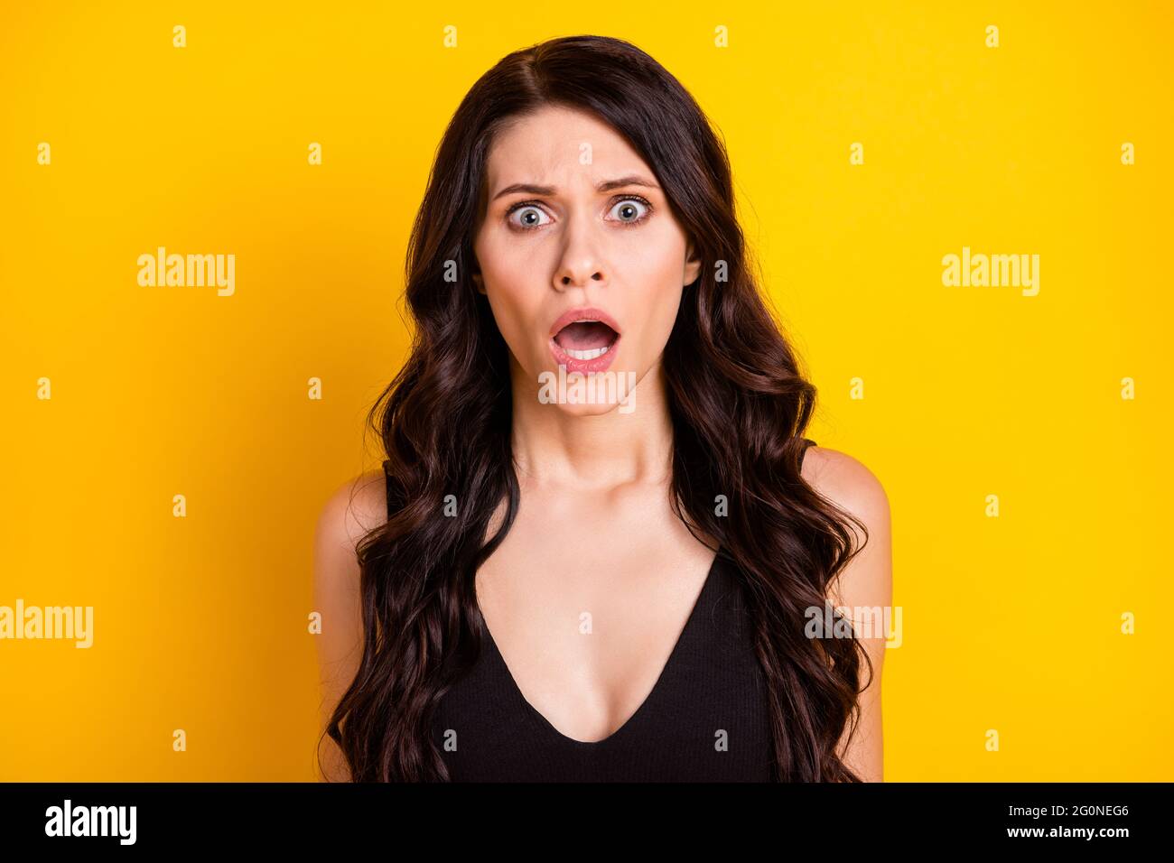 Photo of young girl amazed shocked surprised fake novelty news isolated ...