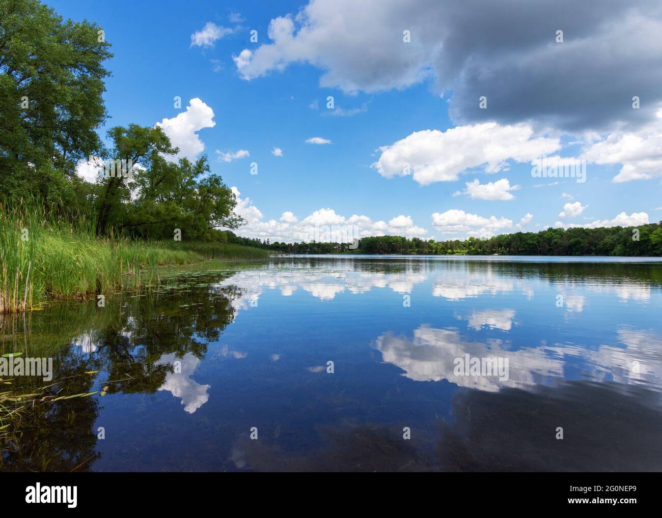 A landscape crop of a Wisconsin Lake (Upper Genesee Lake in Waukesha ...