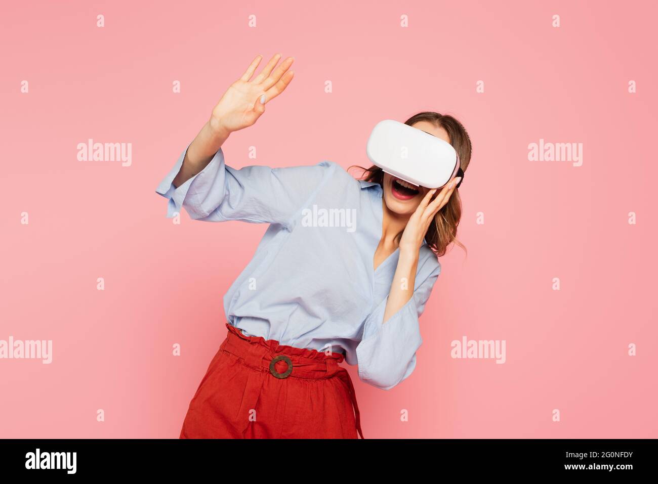 Waving woman excited hi-res stock photography and images - Alamy