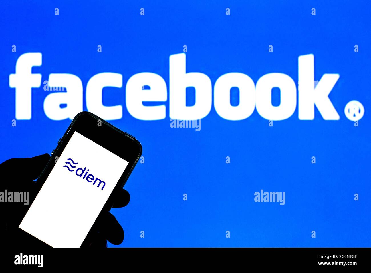 Spain. 02nd June, 2021. In this photo illustration a Diem logo seen ...