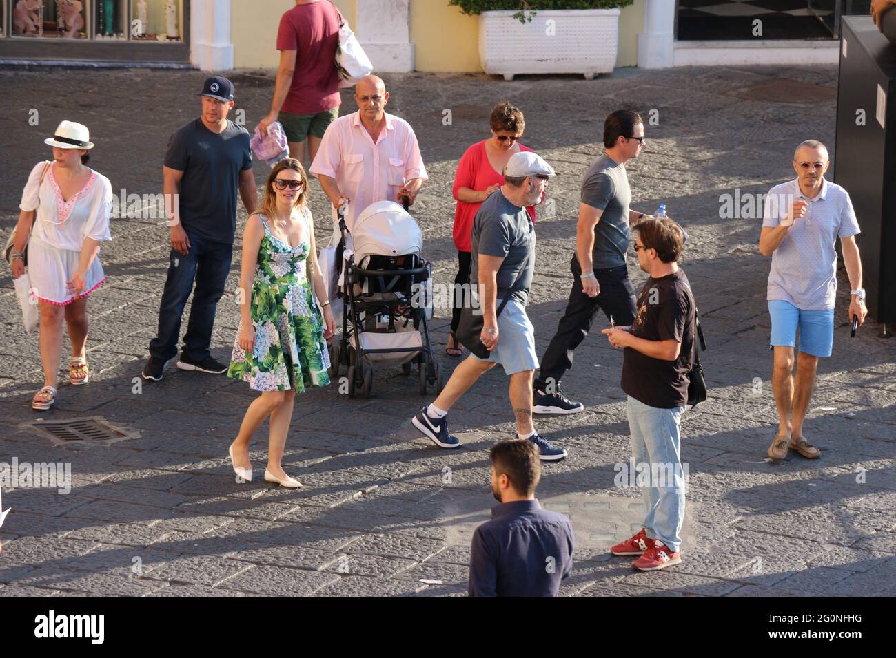 Actor Mark Wahlberg and wife Rhea Durham vacation at Capri, Italy Stock ...