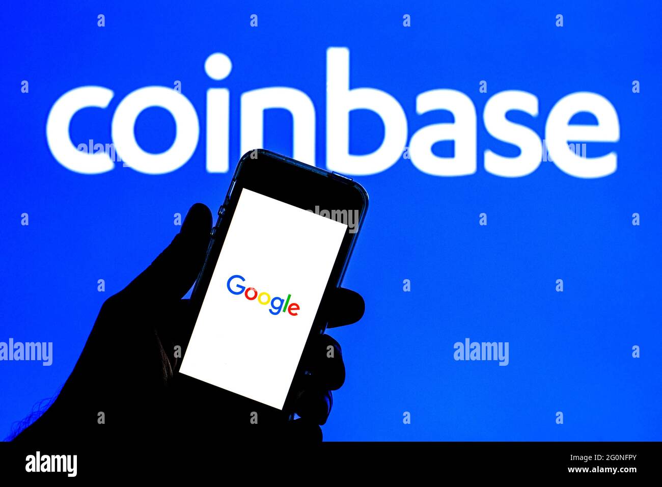 Spain. 02nd June, 2021. In this photo illustration a Google logo seen displayed on a smartphone ...