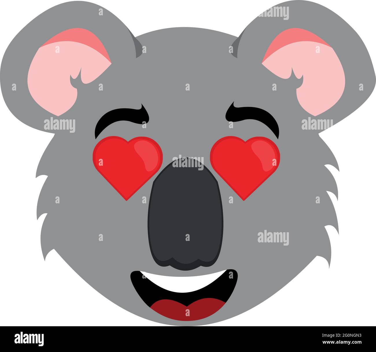 Vector emoticon illustration of a cartoon koala's face with a happy ...