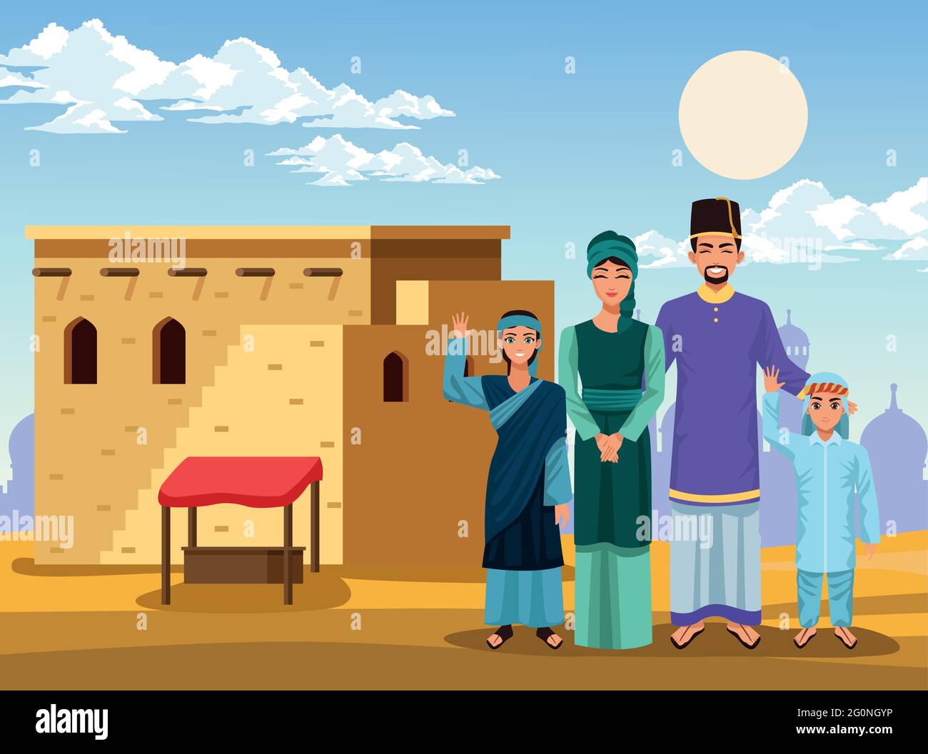 muslim family with house Stock Vector Image & Art - Alamy