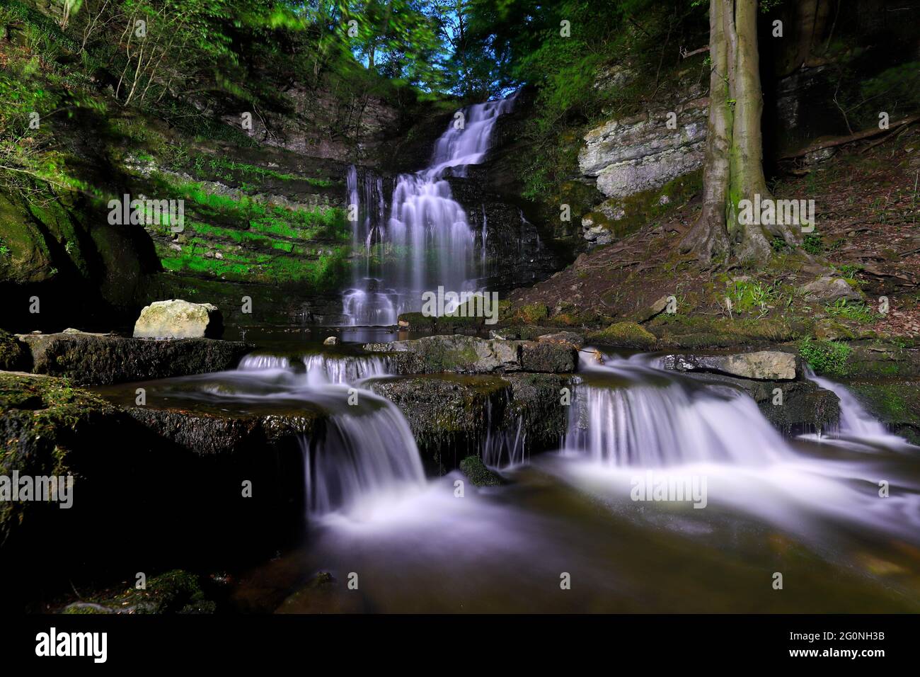 Scaleber Force waterfall illuminated by torch. It is located just ...