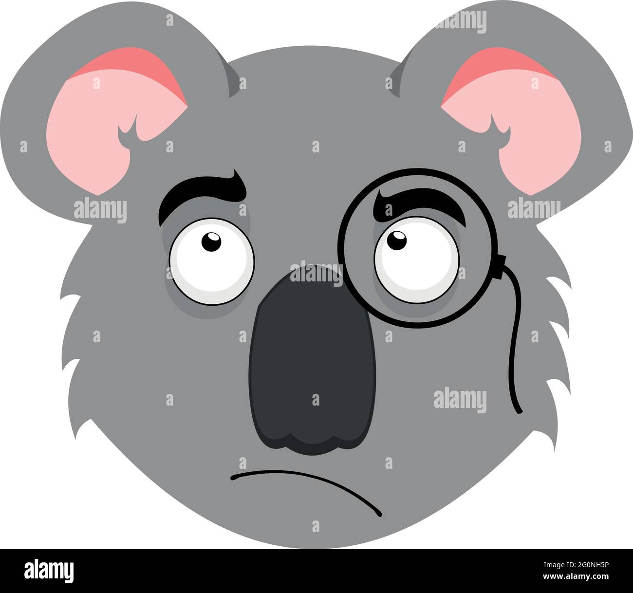 Vector emoticon illustration of a cartoon koala's face with a thinking ...