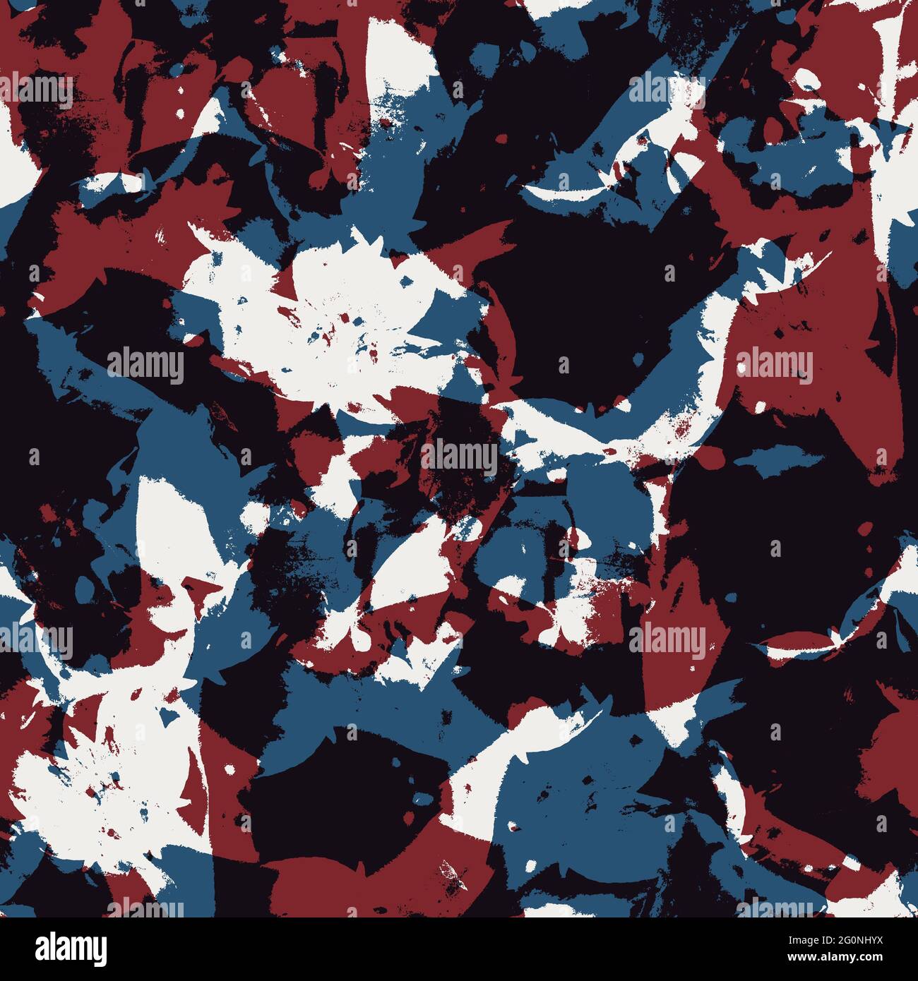 Seamless floral pattern in red blue black white Stock Photo - Alamy