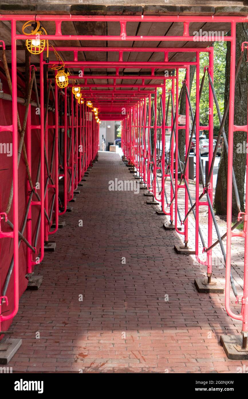 Pink scaffolding in Harvard Cambridge Massachusetts Stock Photo - Alamy