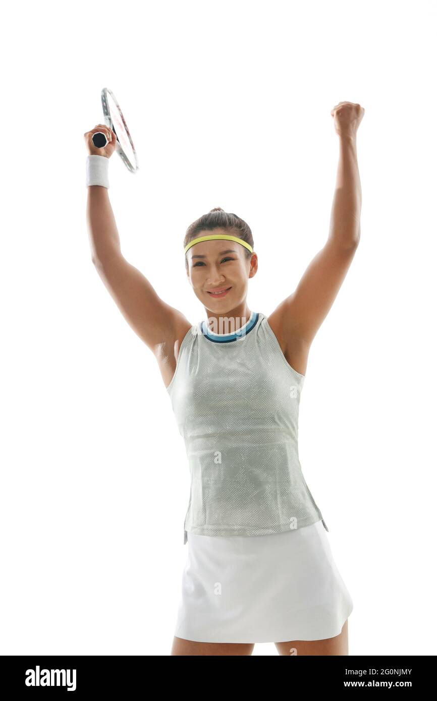 Tennis players win joy Stock Photo - Alamy