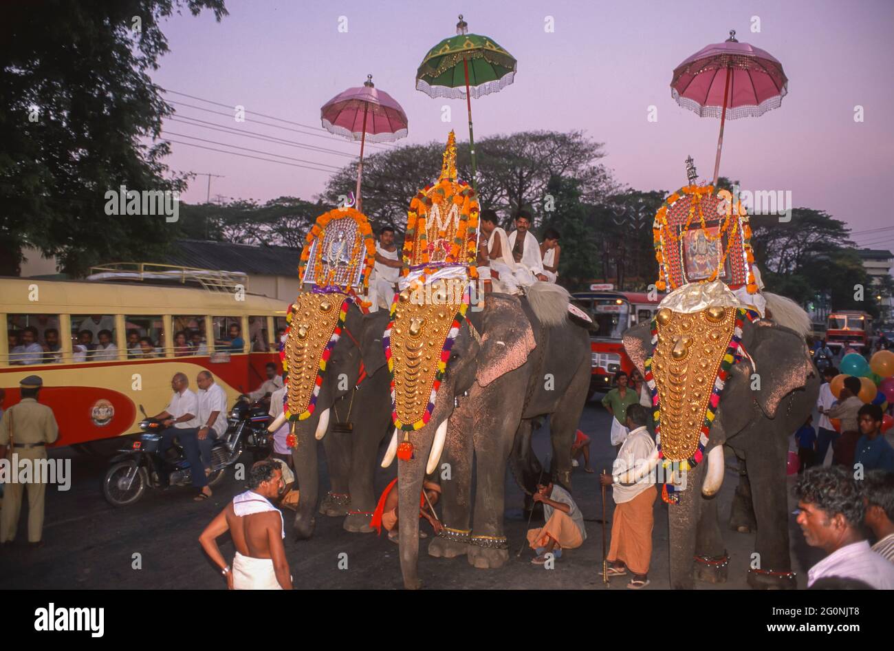COCHIN, KERALA, INDIA - Hindu religious procession with gilded ...