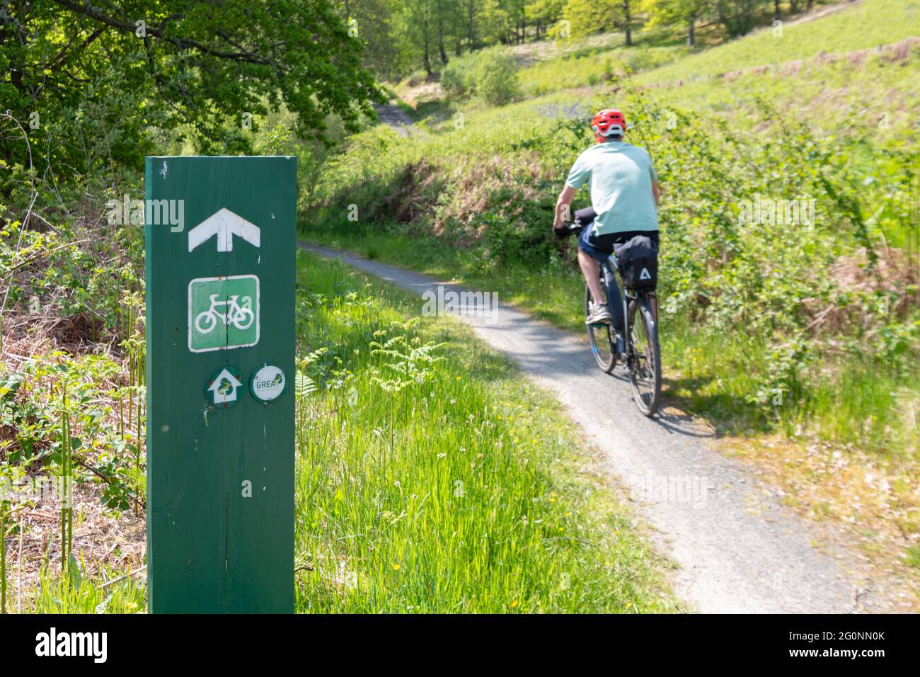 Cyclist on great trossachs path hi-res stock photography and images - Alamy