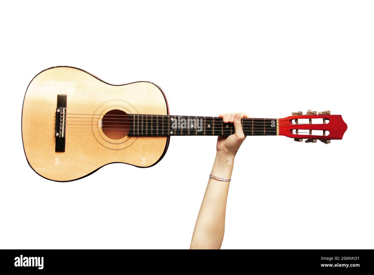 Guitar in a hand on a white background. Musical instrument Stock Photo ...