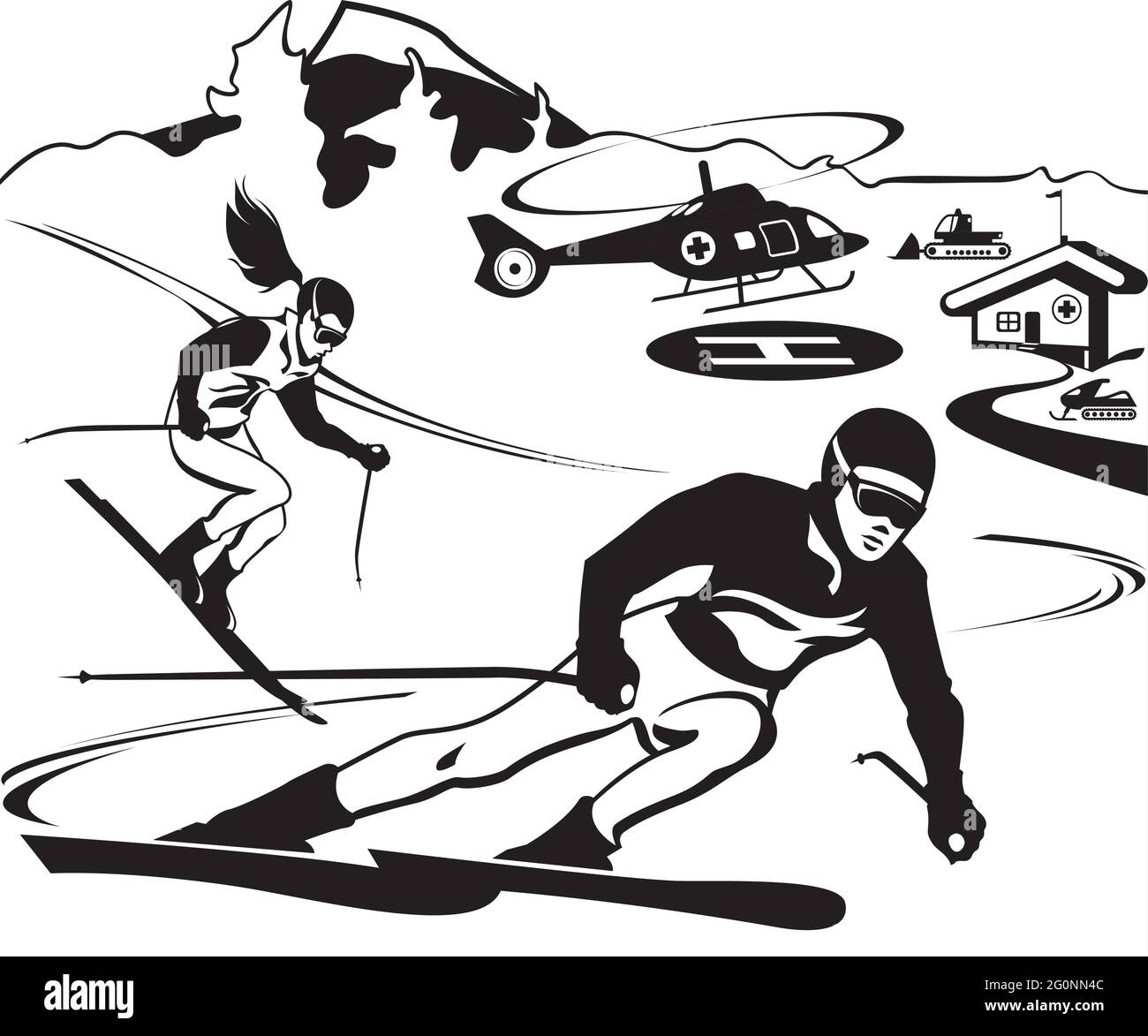 Skiers accident Stock Vector Images - Alamy