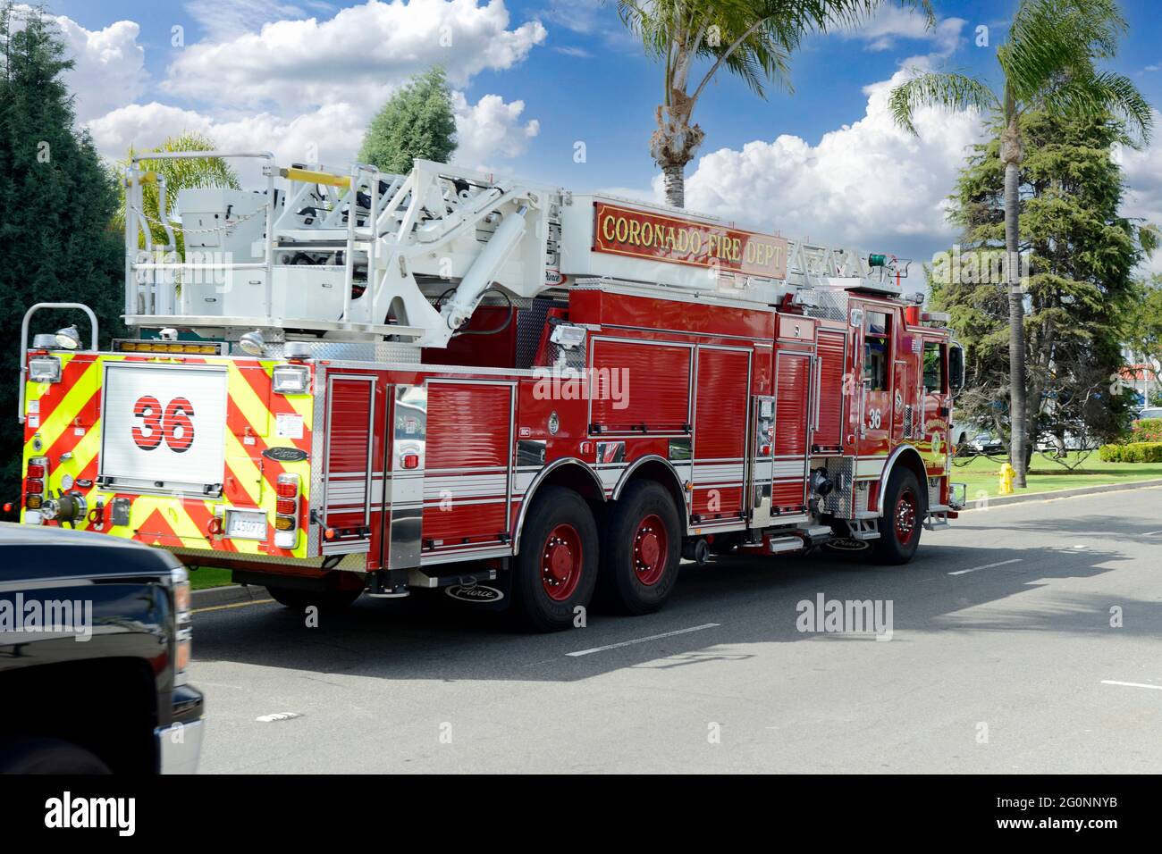 Coronado Fire Dept fire truck in downtown Coronado Island city, San ...