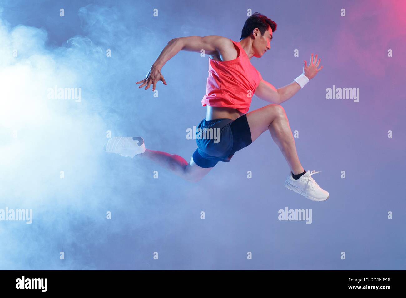 Running jumping athlete hi-res stock photography and images - Alamy