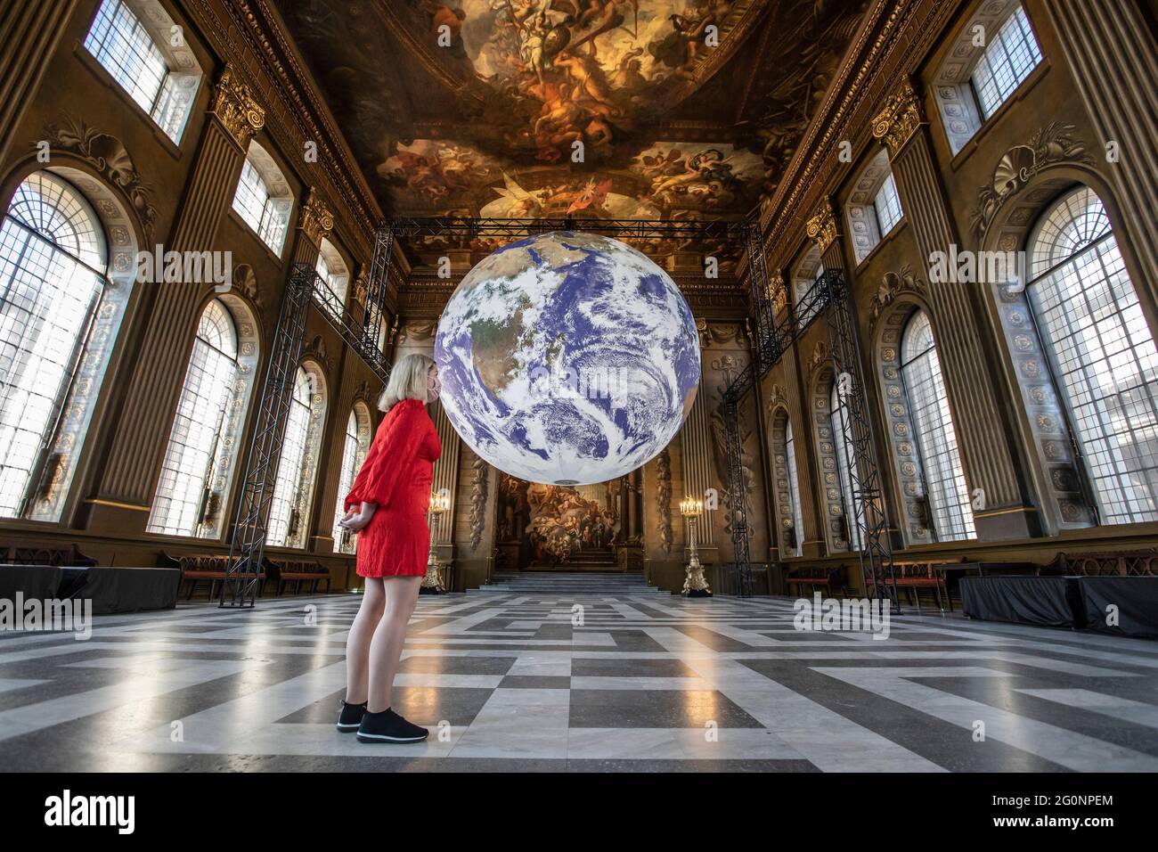 Art installation Gaia in the Painted Hall at the Old Royal Naval ...