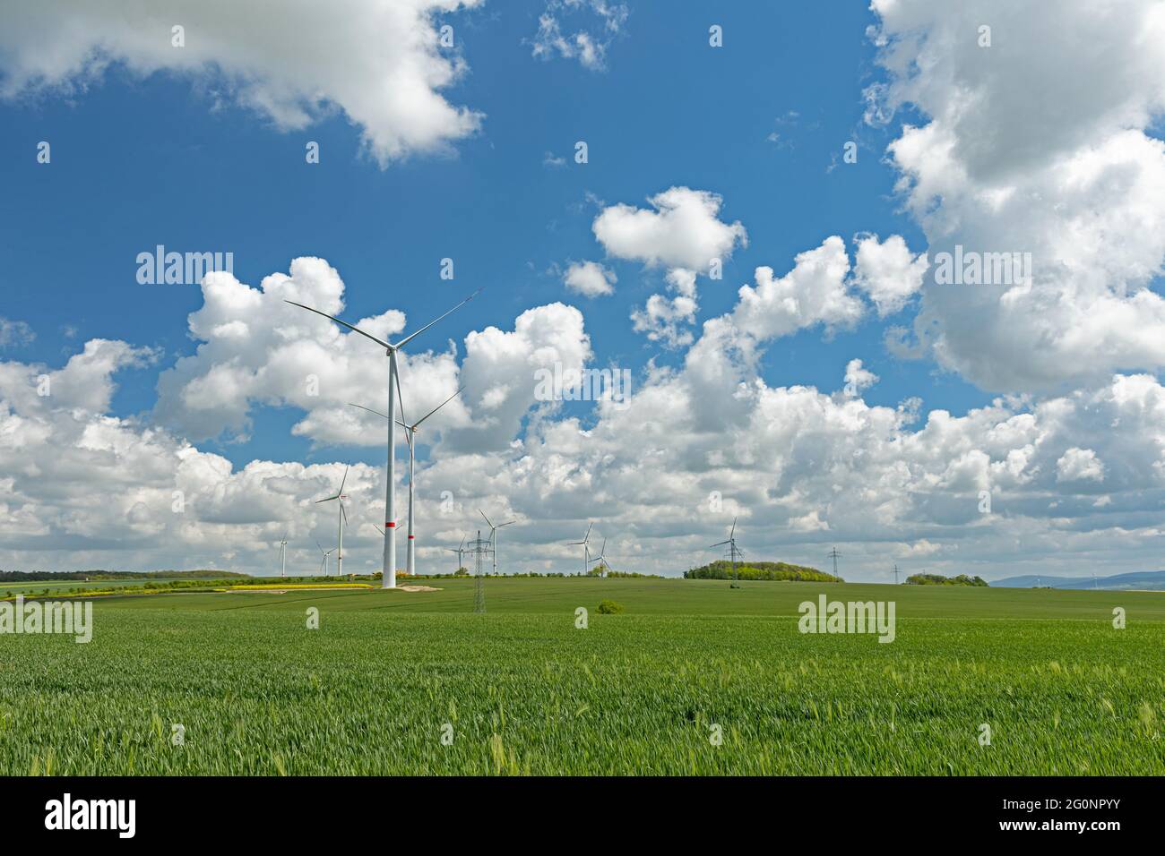 landscape with wind turbine park in Germany Stock Photo - Alamy