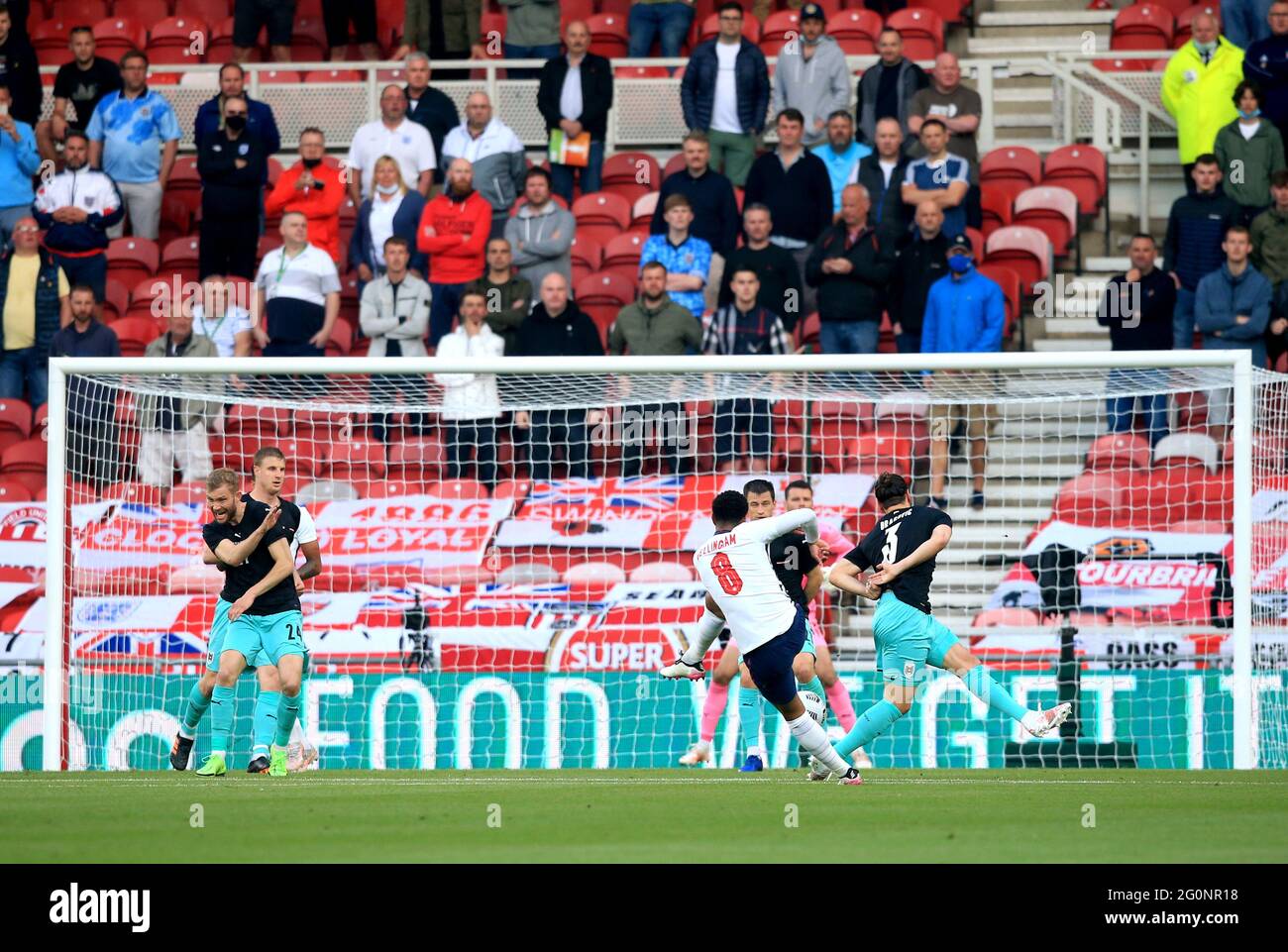 England's Jude Bellingham attempts a shot on goal during the ...