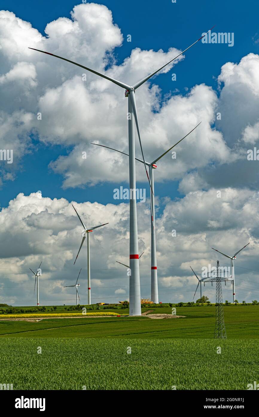 landscape with wind turbine park in Germany Stock Photo - Alamy