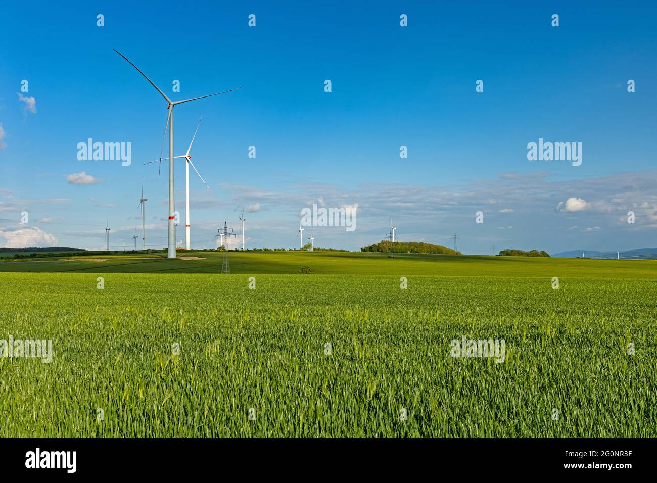 landscape with wind turbine park in Germany Stock Photo - Alamy