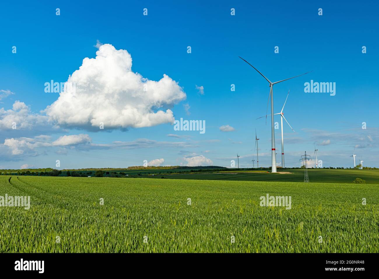 landscape with wind turbine park in Germany Stock Photo - Alamy