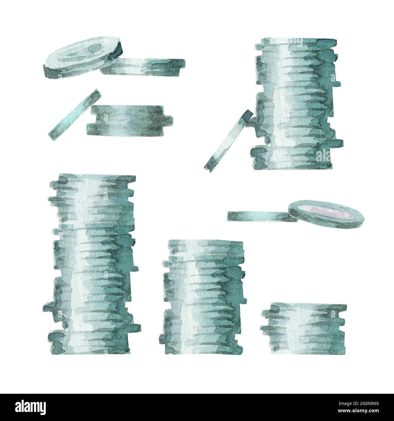 Coins composition. Watercolor hand-drawn illustration Stock Photo - Alamy