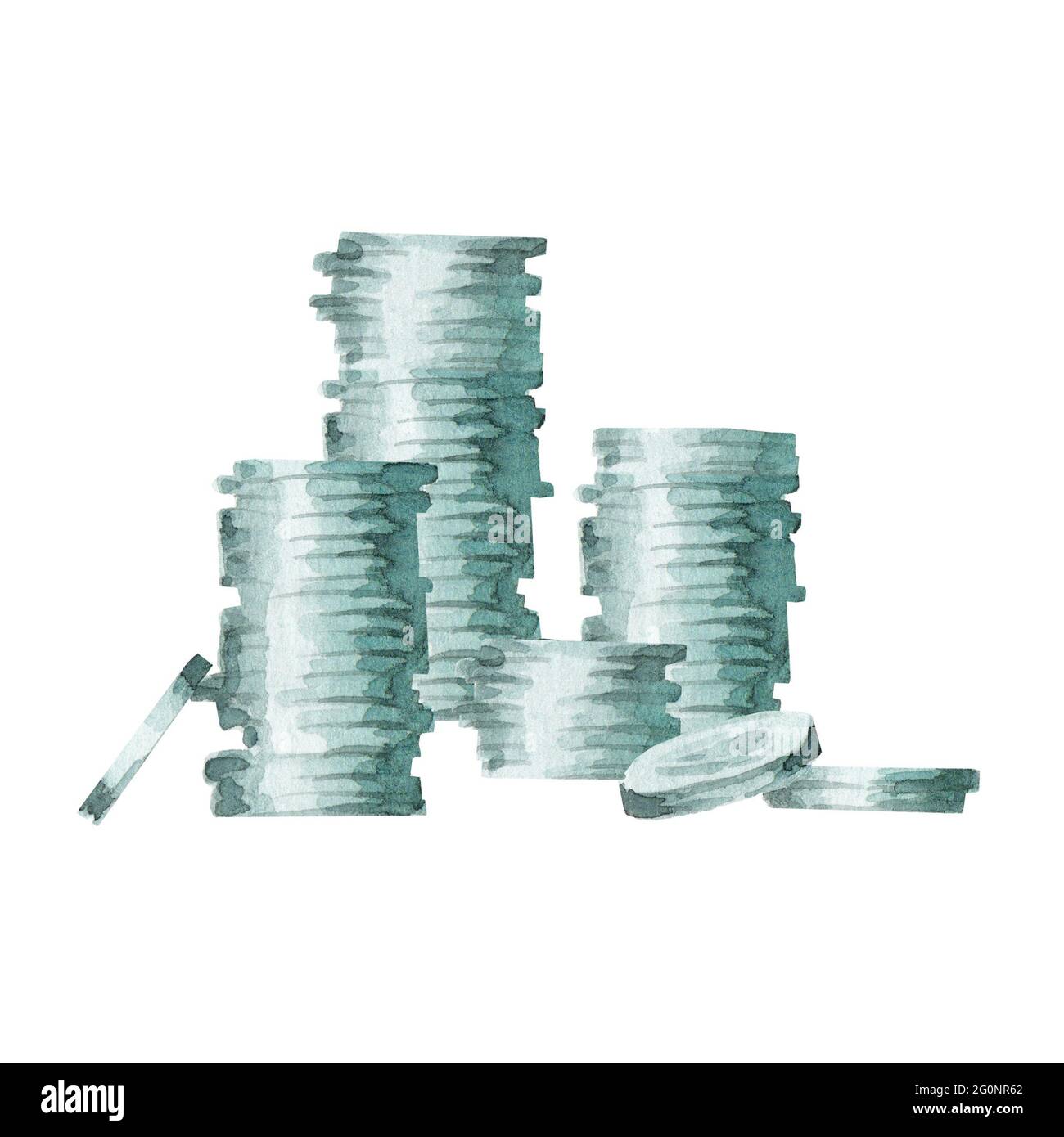 Coins composition. Watercolor hand-drawn illustration Stock Photo - Alamy