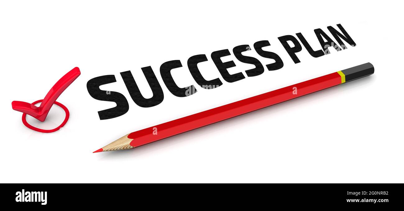 Success plan. The check mark. One red check mark with black text ...