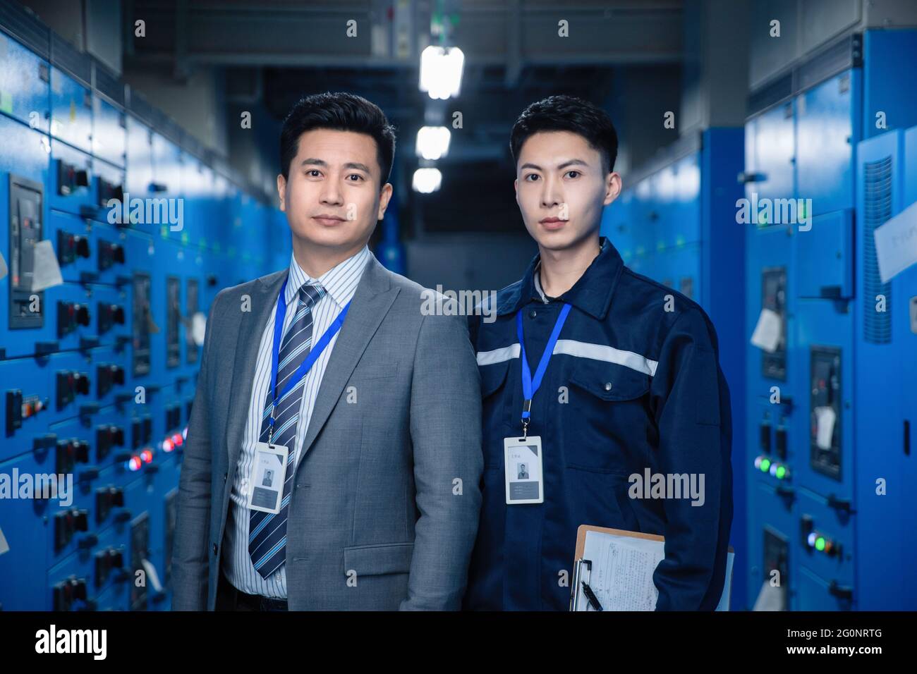 Technical personnel with leadership in the factory inspection Stock ...