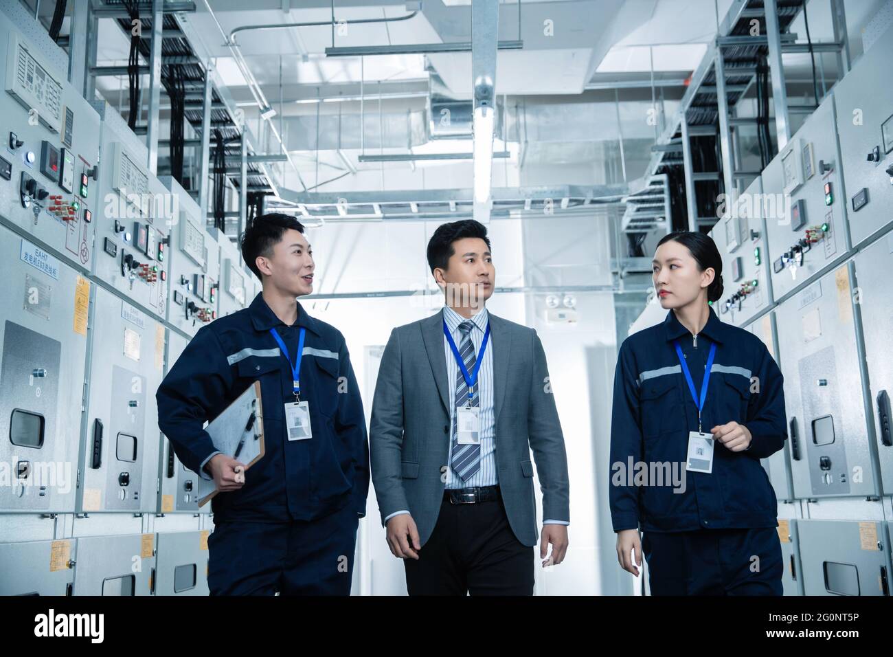 Technical personnel with leadership in the factory inspection Stock ...